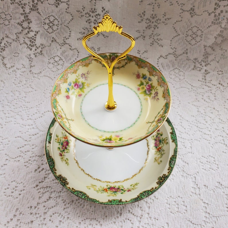 Vintage Meito Two Tier Bowl Stand Mixed Pattern Ardsley and | Etsy