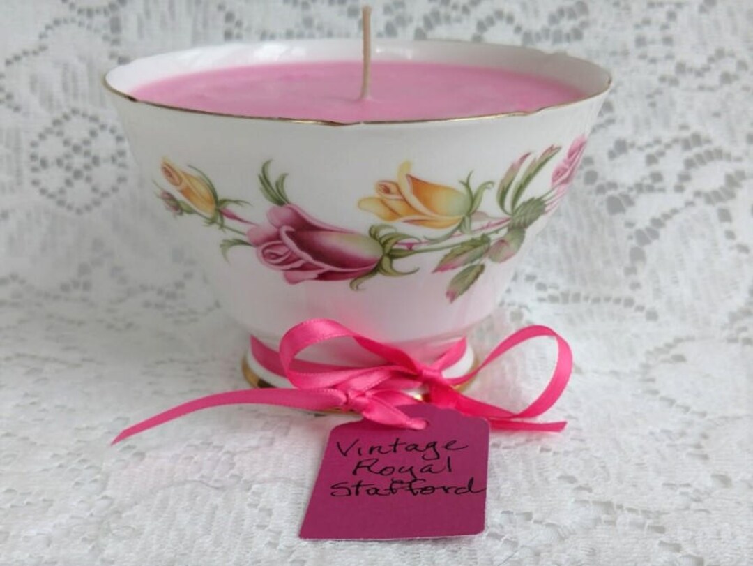 Soy Candle in Vintage English Bone China, Royal Stafford, Tea Rose ...