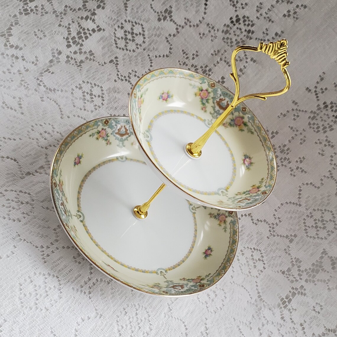 Vintage Meito China Two Tier Bowl Stand MEI 762 Pattern | Etsy