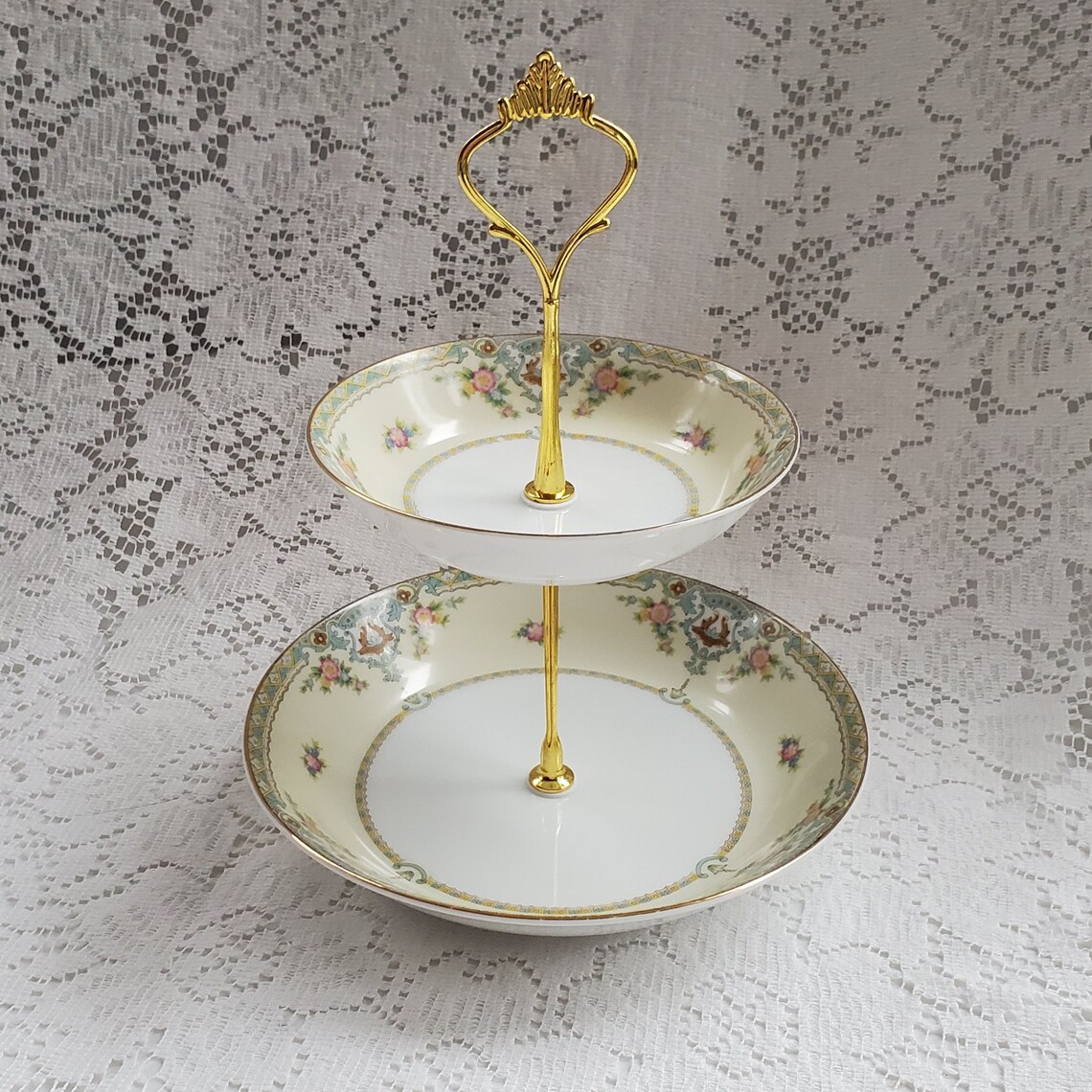 Vintage Meito China, Two Tier Bowl Stand, MEI 762 Pattern, Wedding ...