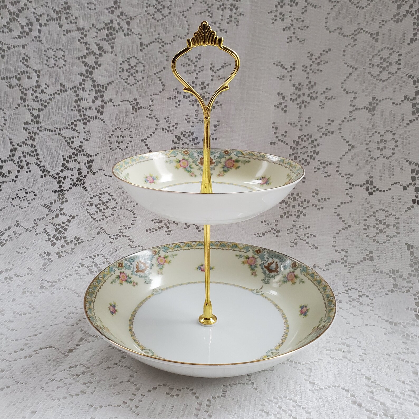 Vintage Meito China, Two Tier Bowl Stand, MEI 762 Pattern, Wedding ...