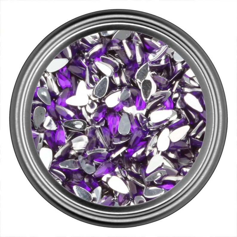 Dark Purple Tear Drop Rhinestone Gems Flat Back Face Art Nail - Etsy