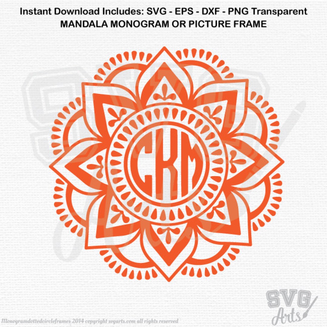 Mandala SVG - Monogram Frame - Monogram Mandala Border - Etsy