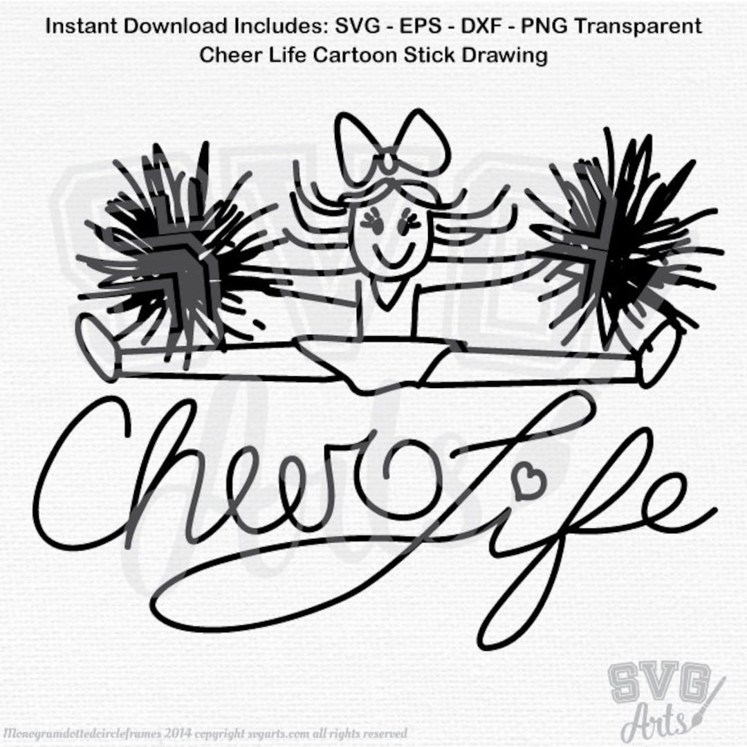 Cheerleader Svg, Cheer Life, Stick Figure, Cheerleading Art, Cute ...