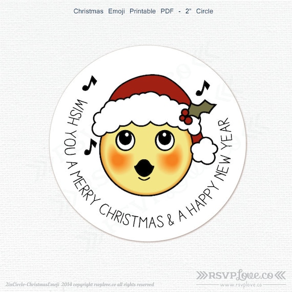 Printable Emoji Christmas Caroling and Happy New Year Sticker - Etsy