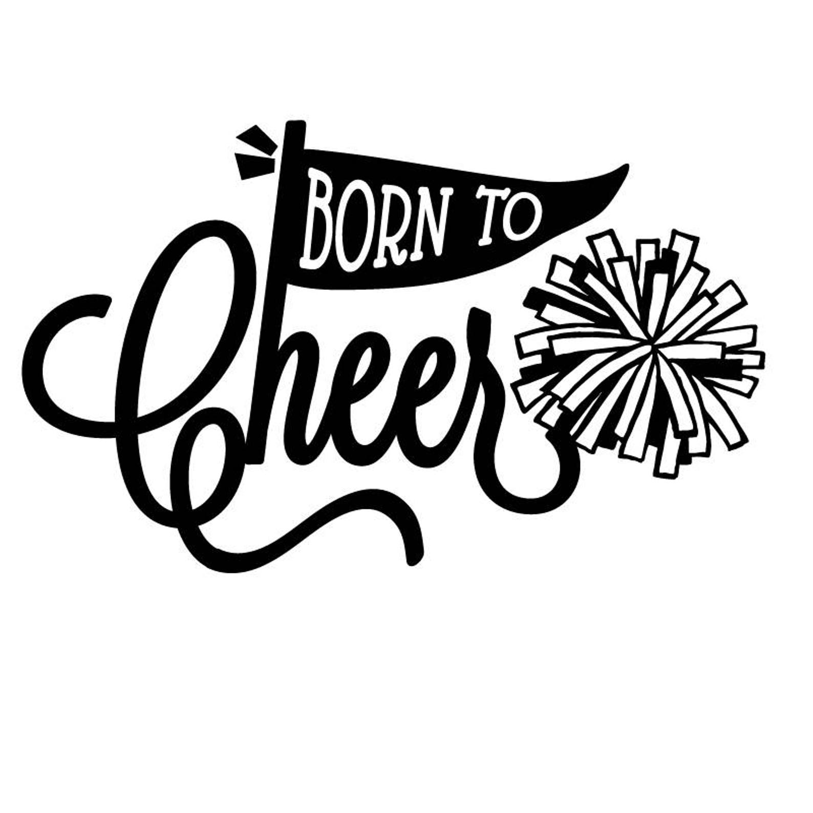 Cheerleading Svg Born to Cheer Text Pennant Flag and Pom | Etsy
