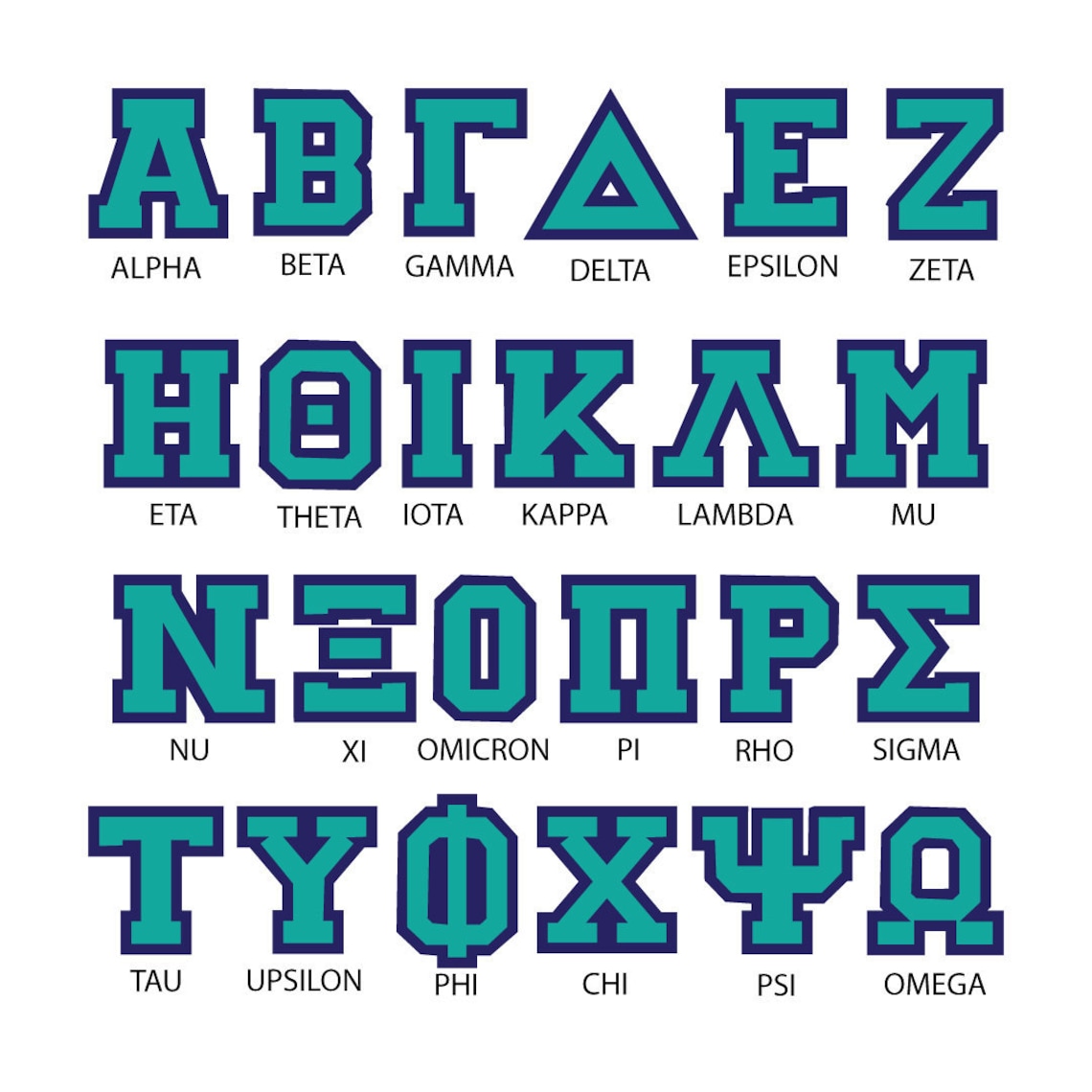 GREEK Letters Cut Files Entire Alphabet Letters Svg Vector Art Clip Art ...