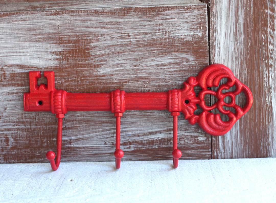 Skeleton Key Rack Key Hooks Rustic Wall Hooks Red Coat Hook - Etsy