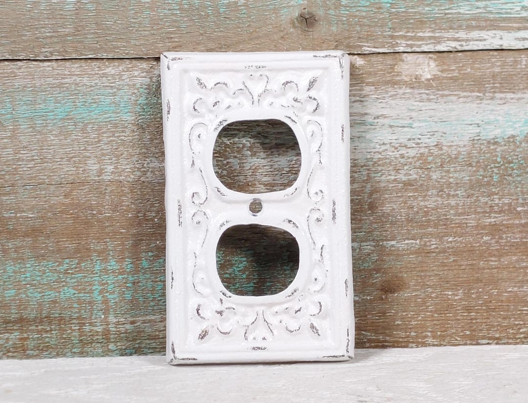 Shabby White Outlet Cover, Wall Plug Cover, Distressed Electrical ...
