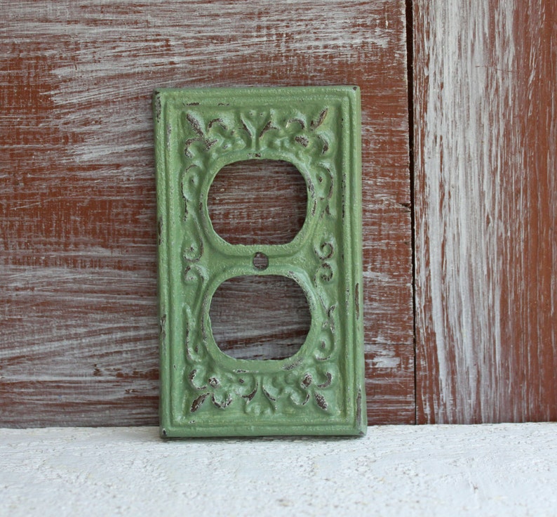 Outlet Cover, Outlet Plate Cover, Plug Cover, Sage Green, Distressed ...