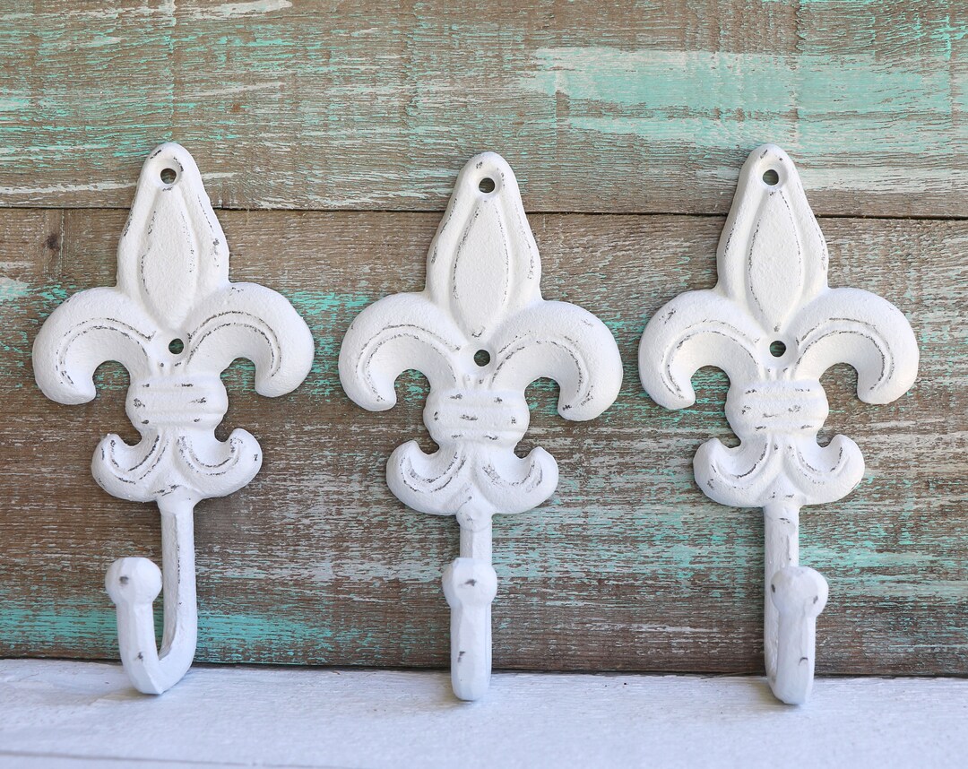 Shabby White Hooks Set of 3 Wall Hooks Bathroom Towel Holder Towel ...