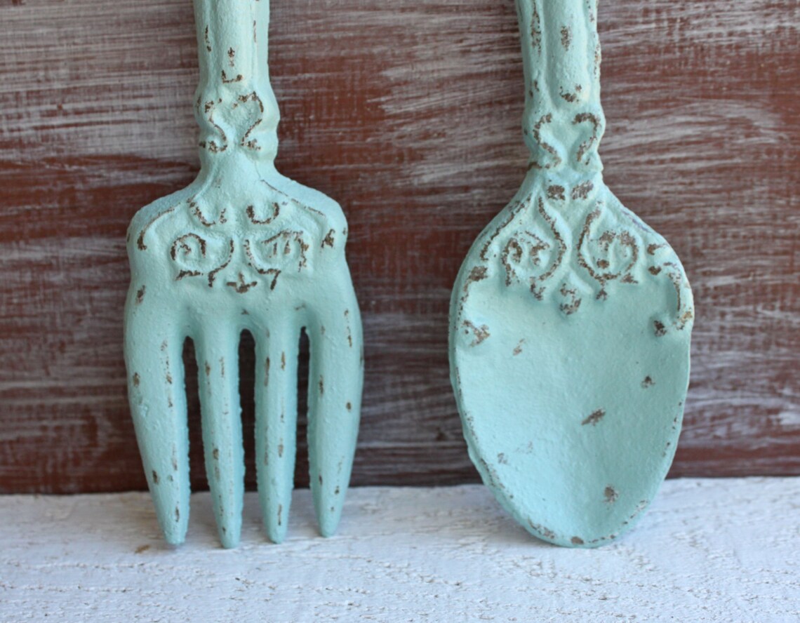 Large Fork and Spoon Kitchen Wall Decor, Oversized Utensils Dining Room ...