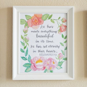 Bible Verse Art- Spiritual Wall Art- Scripture Art- Ecclesiastes 3 Art ...