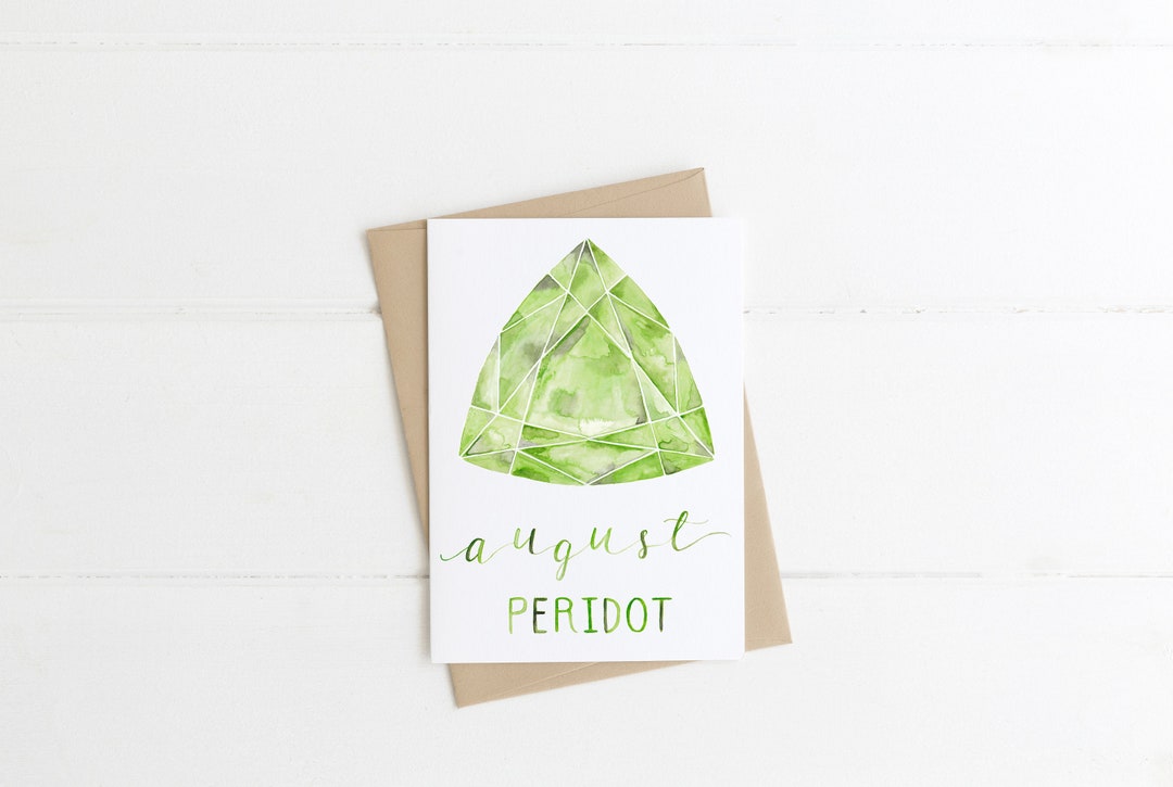 August Birthday Card - August Birthstone Card - Peridot Birthstone Card ...