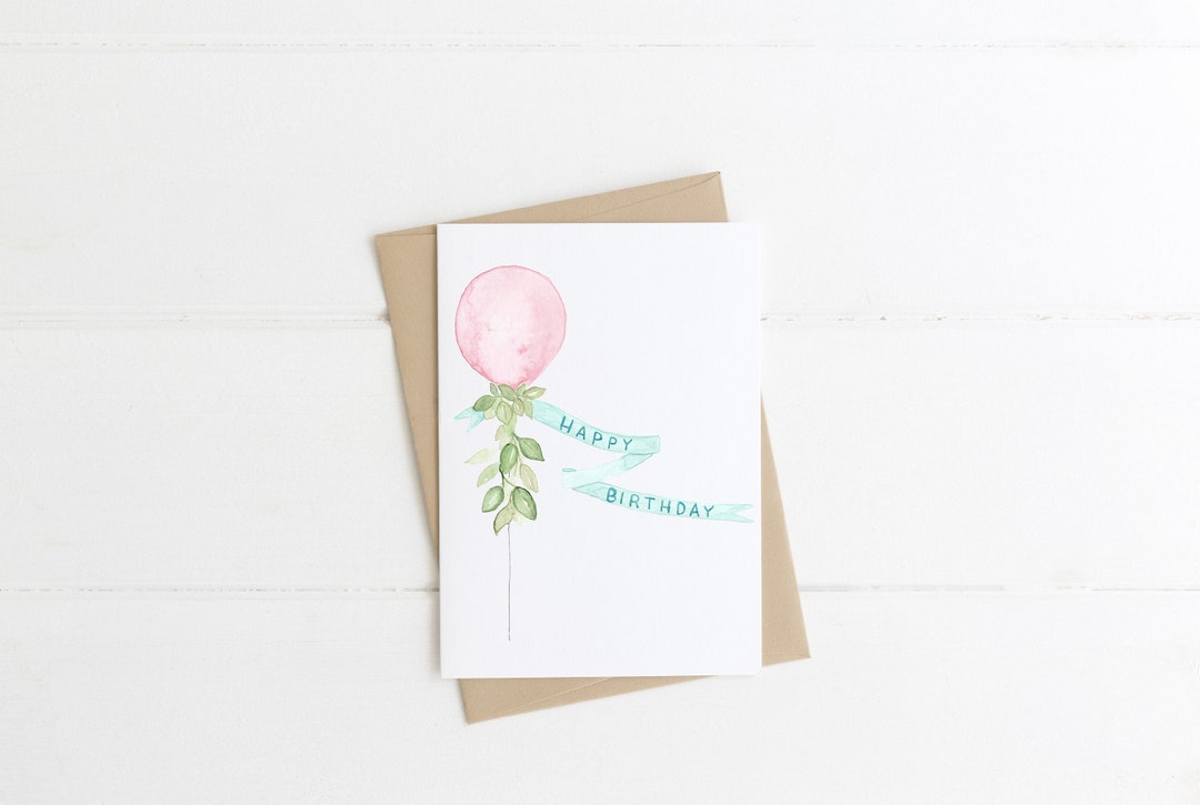 Watercolor Balloon Birthday Card - Watercolor Birthday Card ...