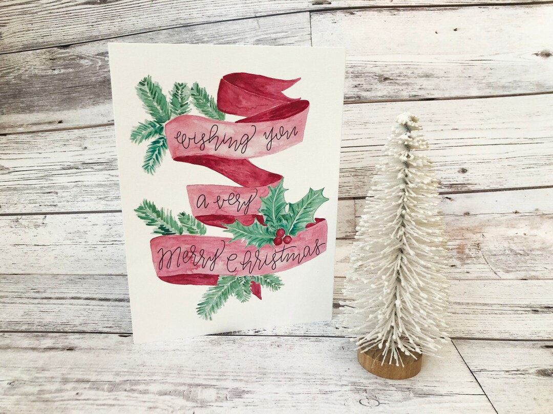 Wishing You a Very Merry Christmas Card - Christmas Card - Watercolor ...