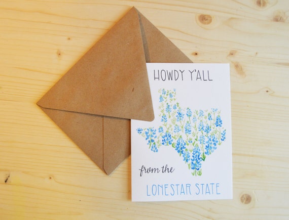 Texas Card Lonestar State Card State of Texas Card Blue | Etsy
