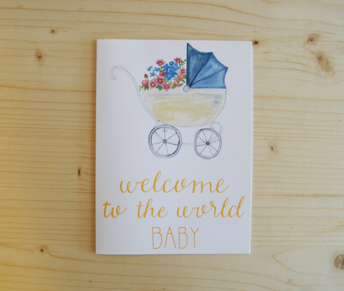Baby Card New Baby Card Welcome Baby Card Congratulations - Etsy