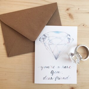 Diamond Card - Gem Card - Bridal Party Card - You're a Rare Gem Friend ...