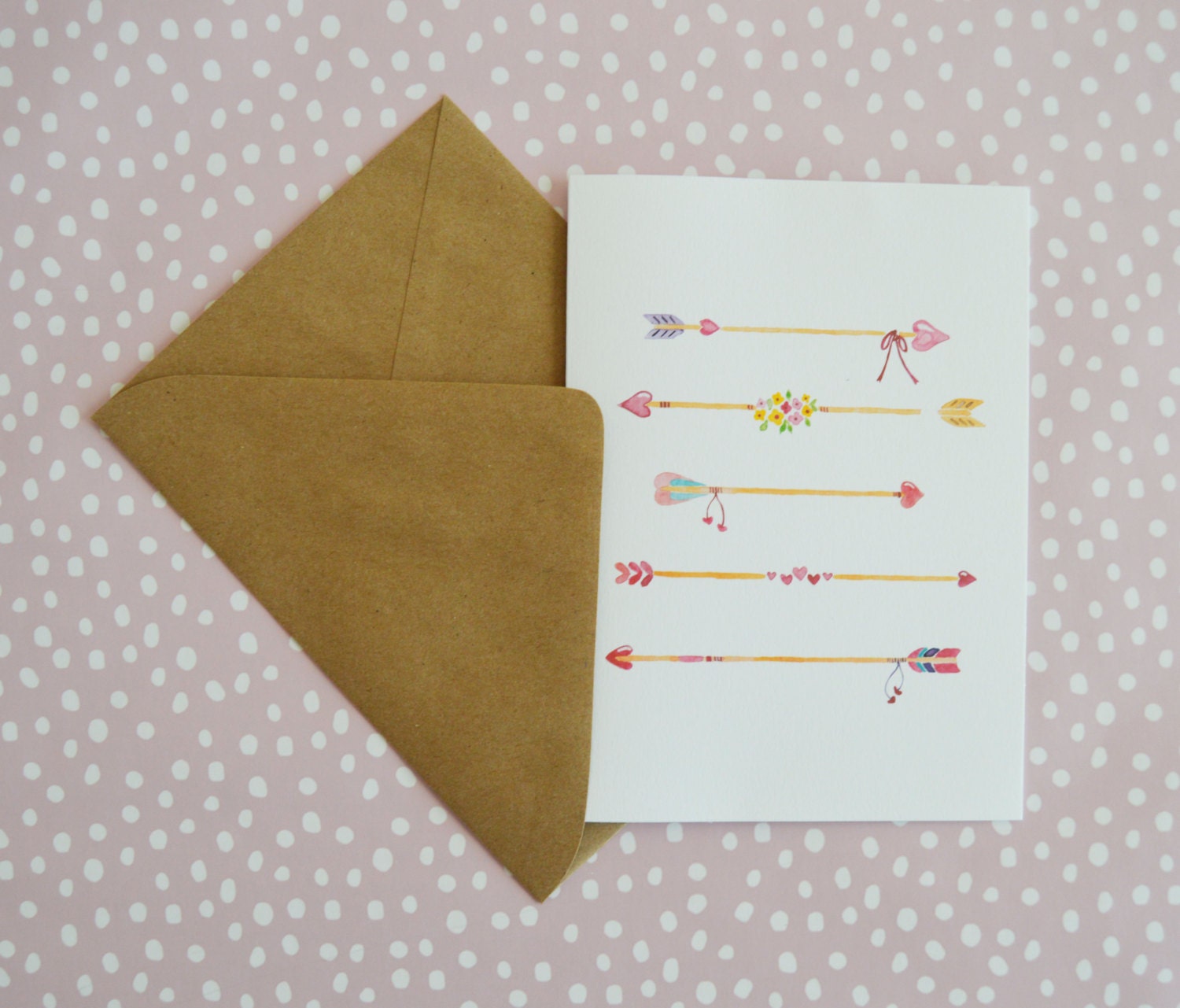 Arrow Card Cupid's Arrow Card Watercolor Card Anniversary Card Love ...