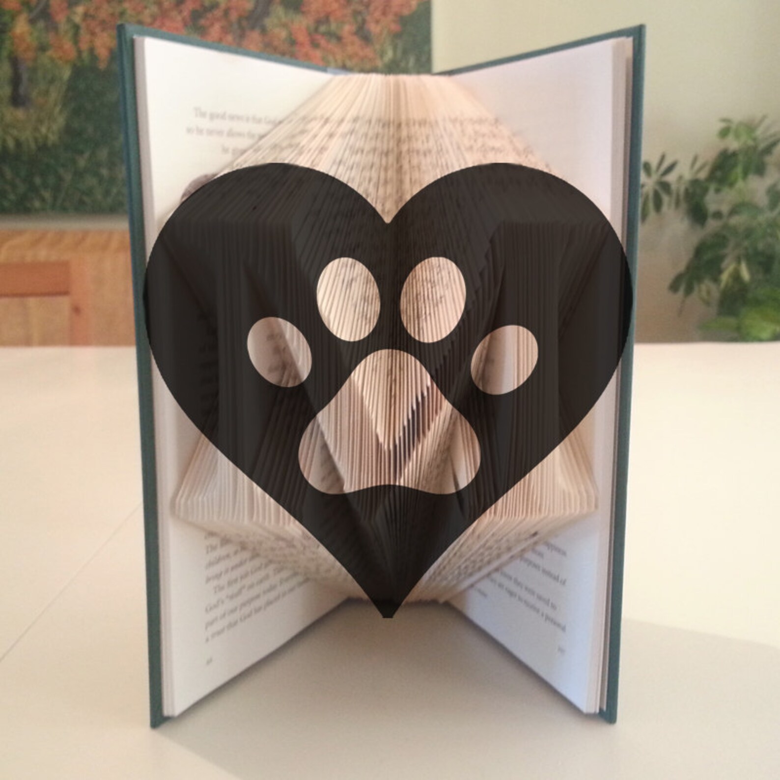 Dog Paw in Heart Book Folding Pattern - Etsy
