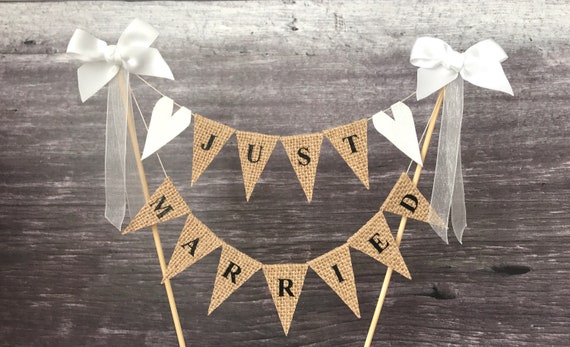 Just Married Wedding Cake Topper Mini Cake Bunting With - Etsy