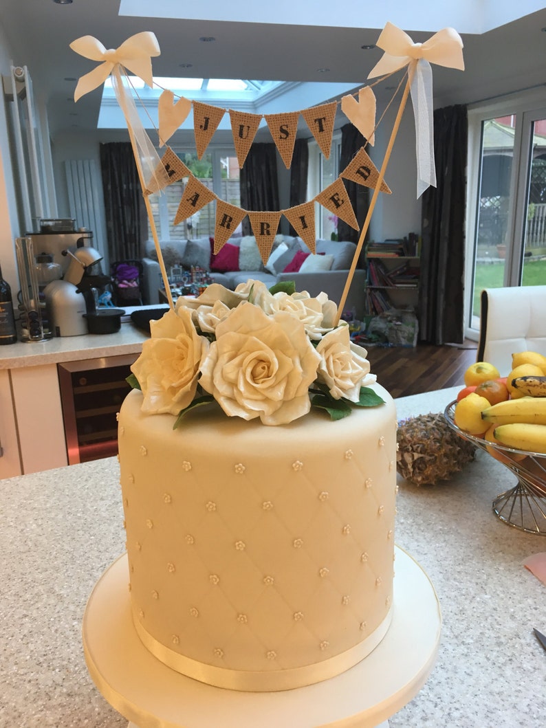 Just Married Wedding Cake Topper Mini Cake Bunting With - Etsy