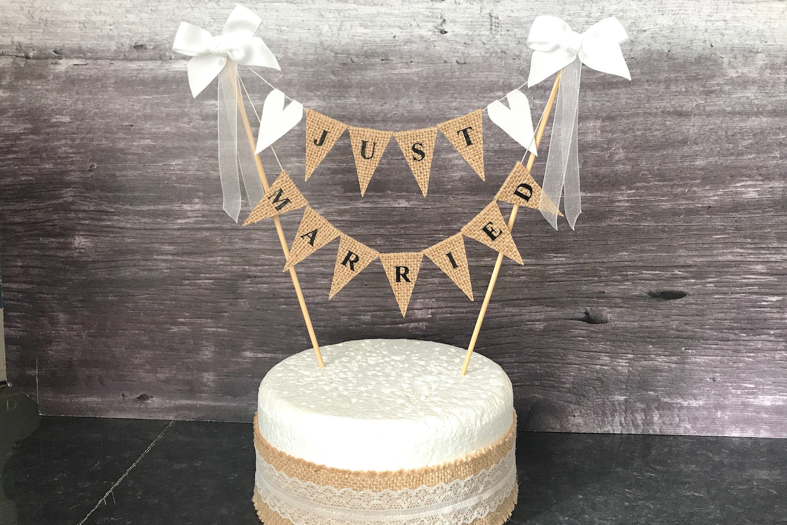 Just Married Wedding Cake Topper Mini Cake Bunting With - Etsy