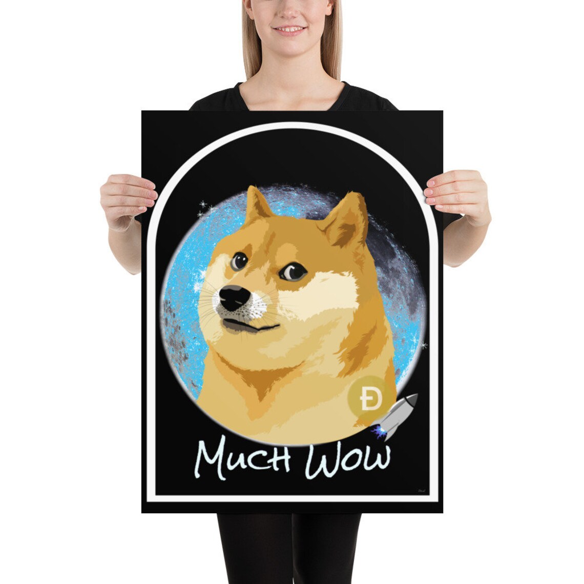 Dogecoin Much Wow Moon Space Doge Cryptocurrency Poster Art | Etsy