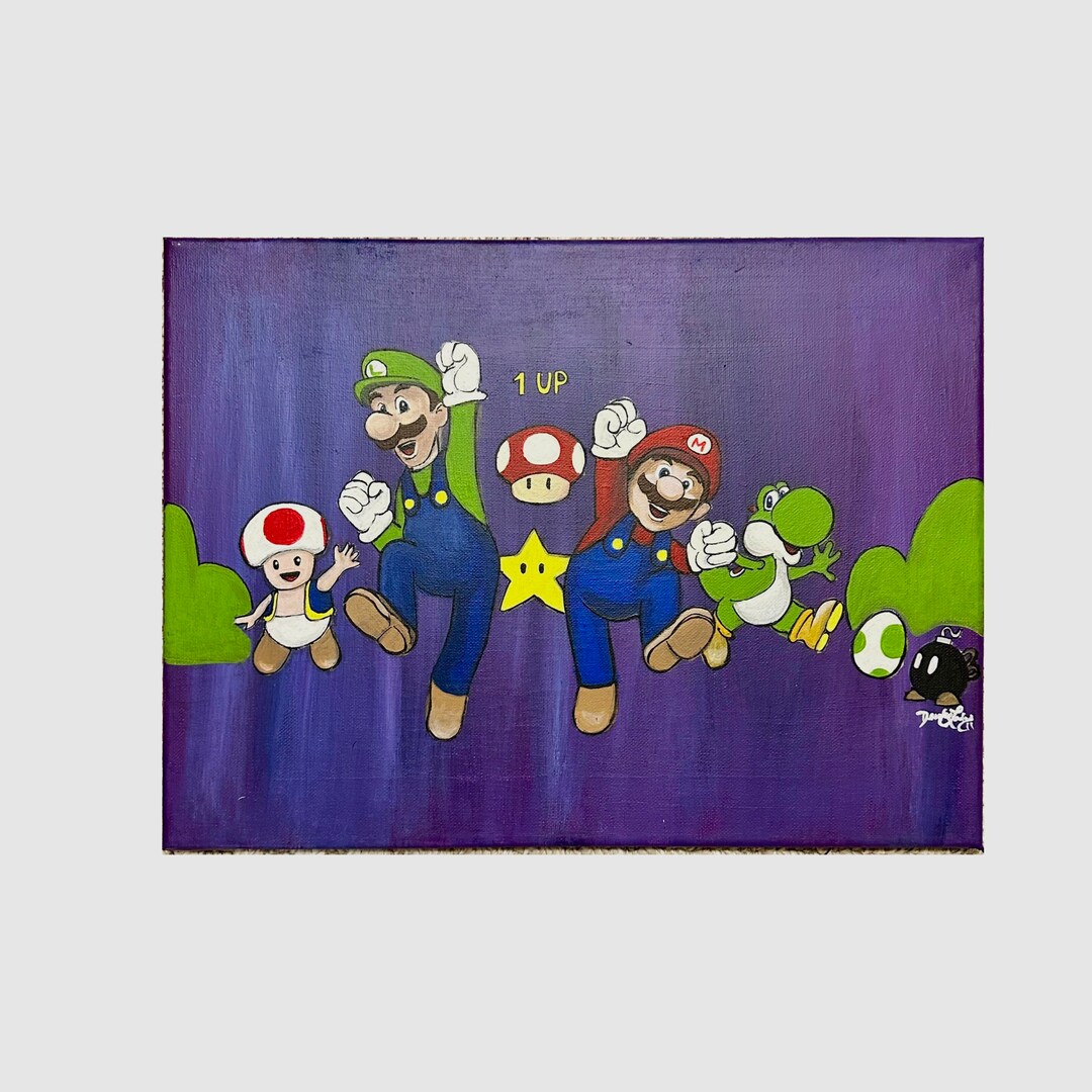 Mario and Friends Painting - Video Game Art - Etsy
