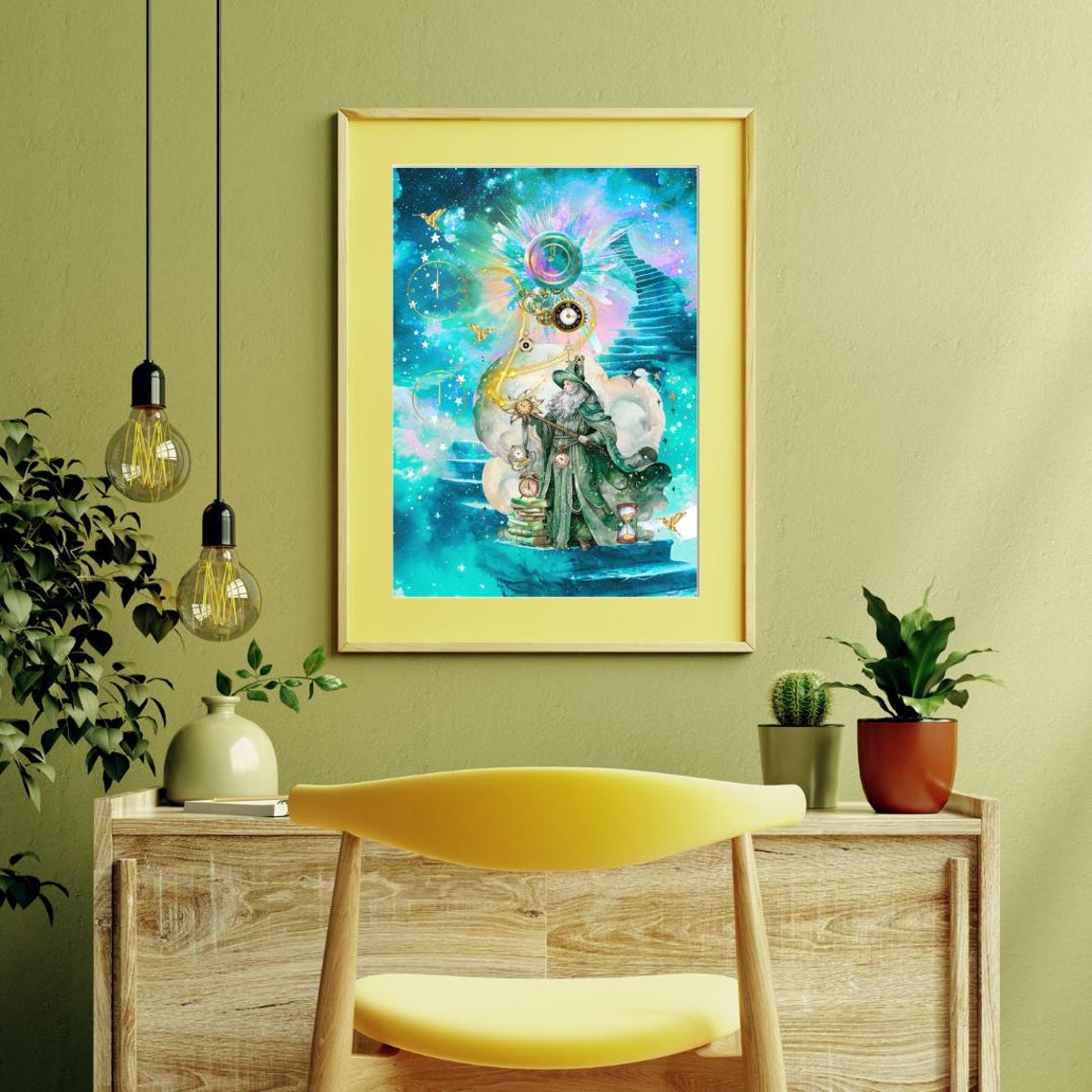 Timekeeper Surreal Digital Collage, Dreamscape Stairway, Fantasy Wall ...
