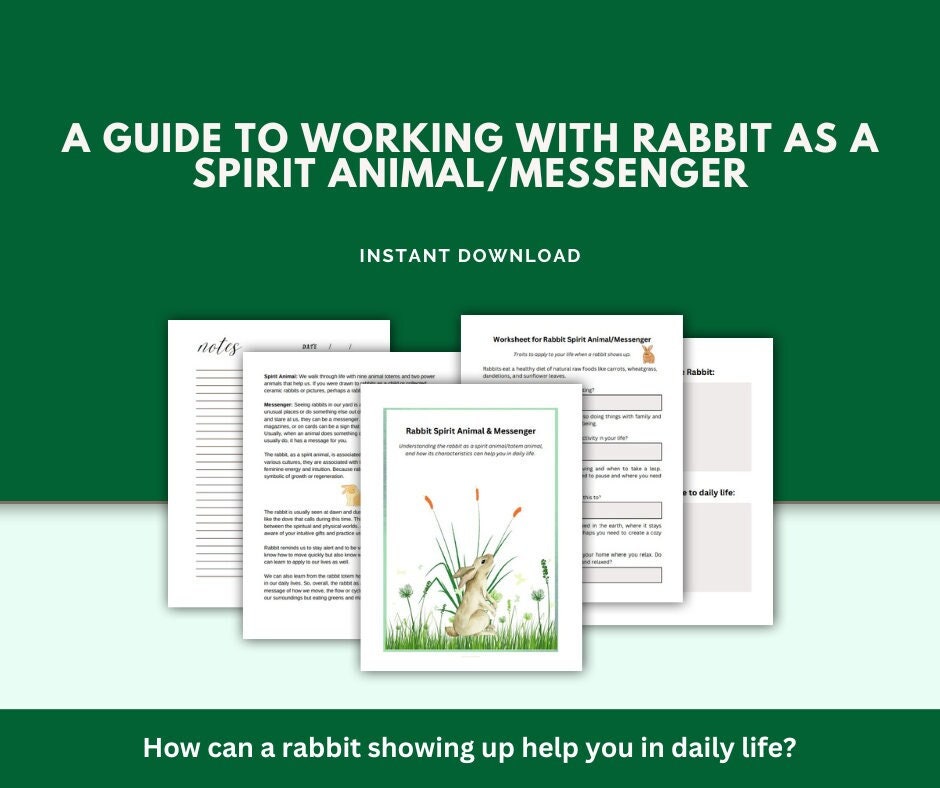 Printable Rabbit Spirit Animal Meaning of Totem Animal Worksheets - Etsy