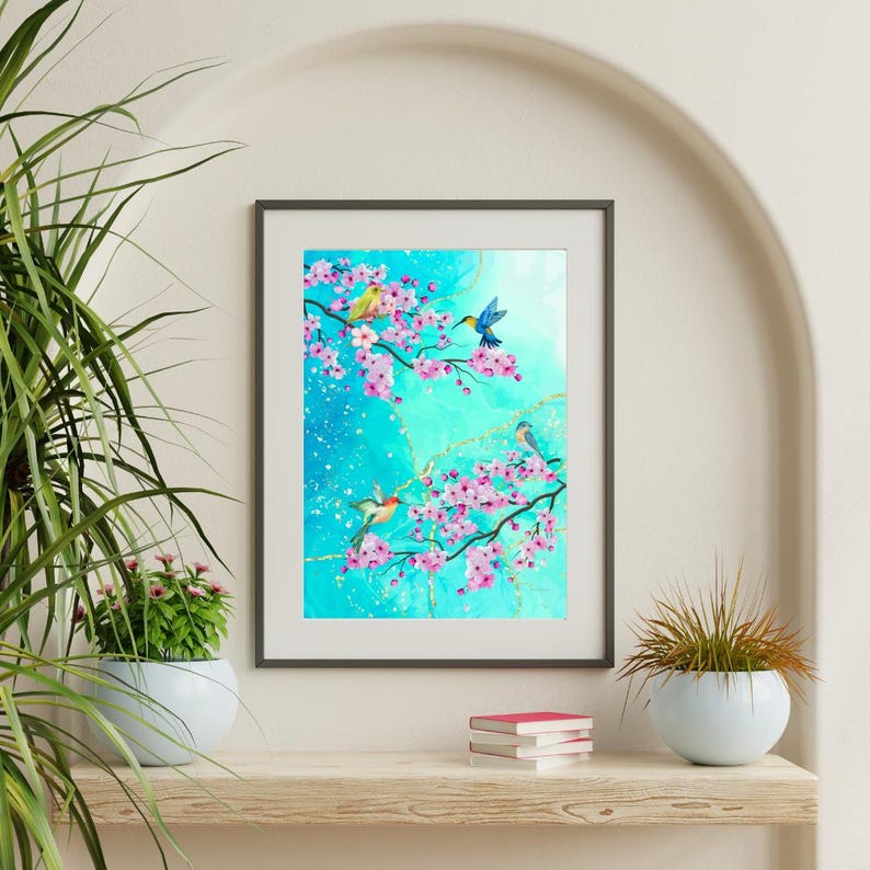 Songs of Spring-spring Birds, Floral Collage, Surrealist Wall Decor ...