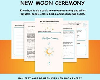 New Moon Ceremony Guide Ritual Worksheets Affirmations Manifesting ...