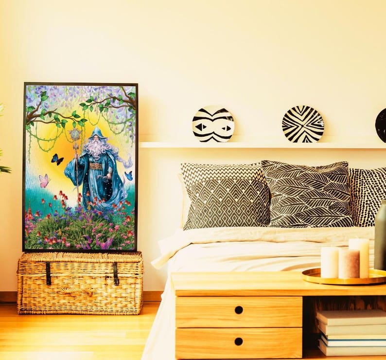 Wizard's Garden Fantasy Wall Art, Whimsical Surreal Art, Digital ...
