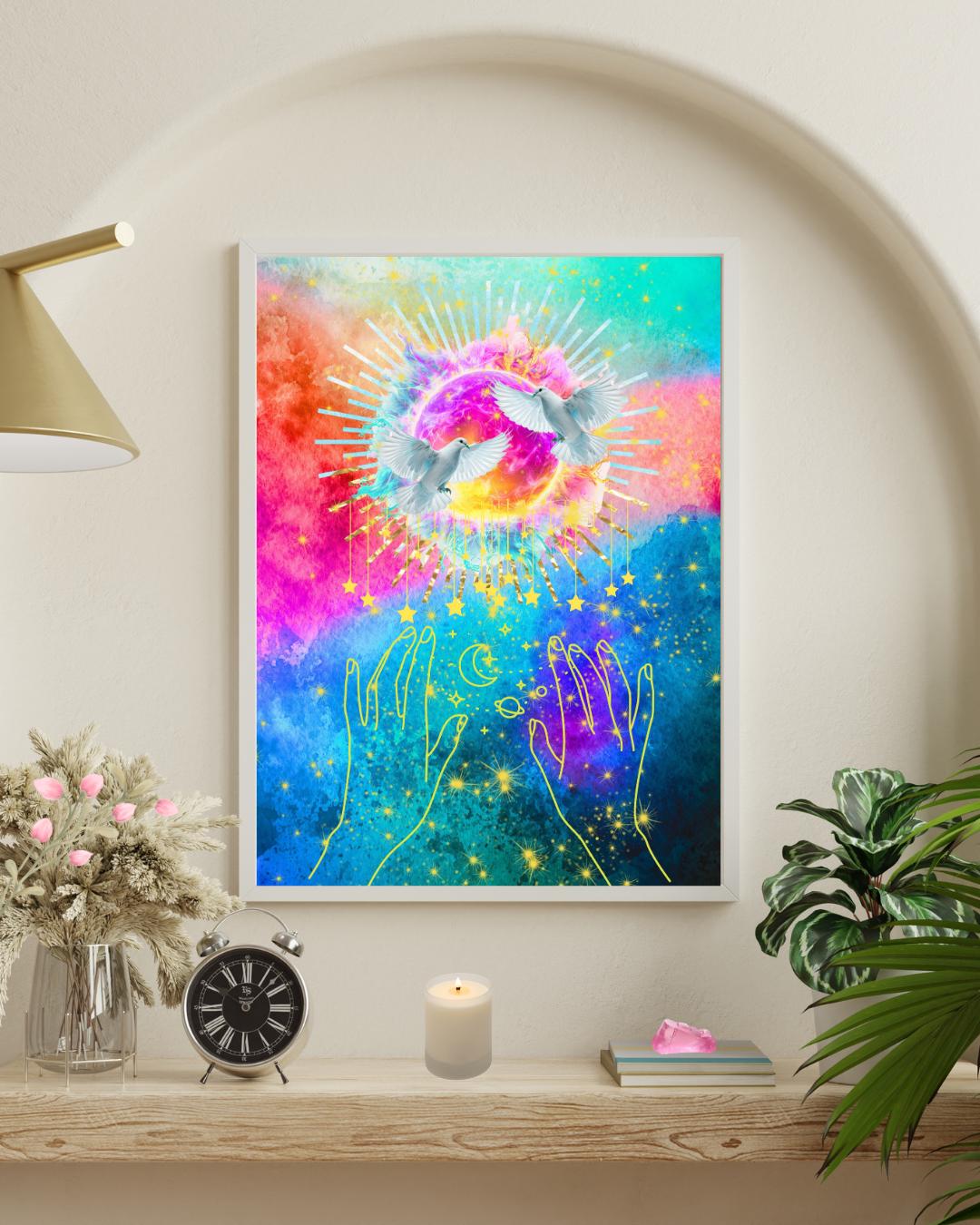 Creation-spiritual Art, Digital Collage, Spiritual Home Decor, Colorful ...