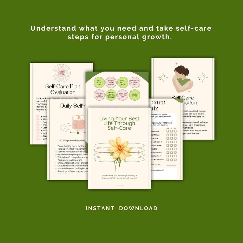 Living Your Best Life Through Self-care Workbook Therapy Worksheets ...