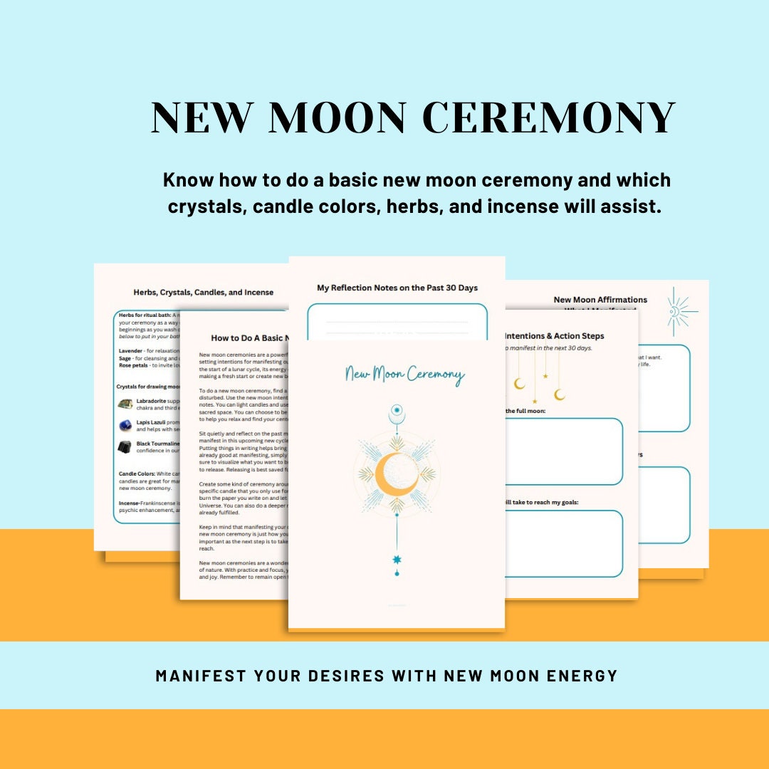 New Moon Ceremony Guide Ritual Worksheets Affirmations - Etsy
