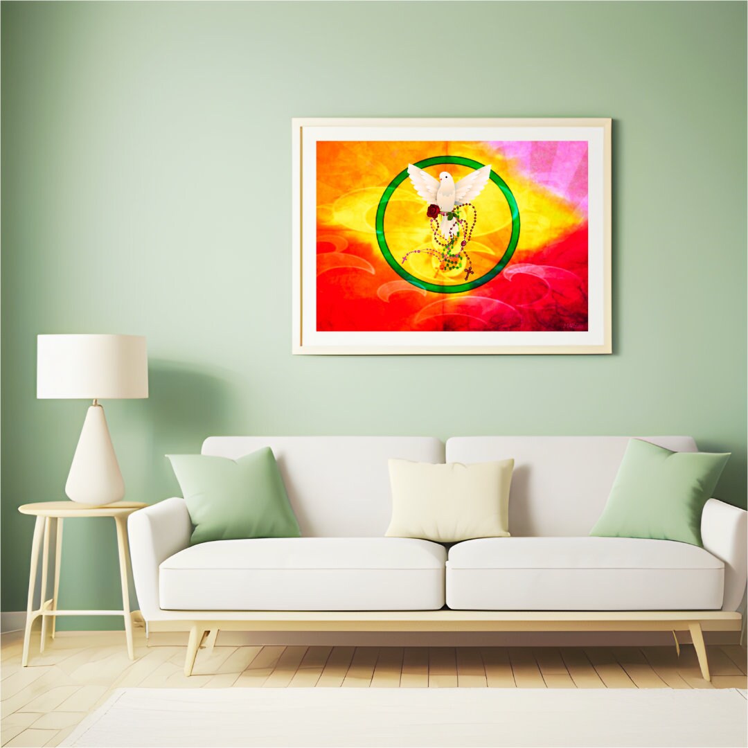 Sacred Dove Digital Collage -sunset Print, Spiritual Art, Surrealism ...