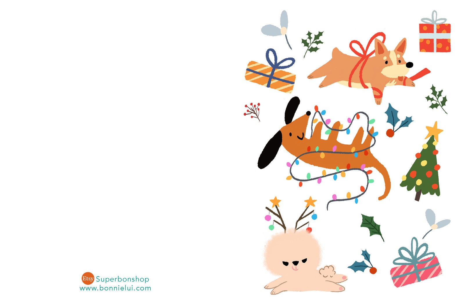 Cats and Dogs Holiday Card set of 4 for Pet Lovers - Etsy