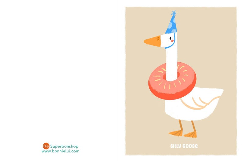Silly Goose Birthday Card - Etsy