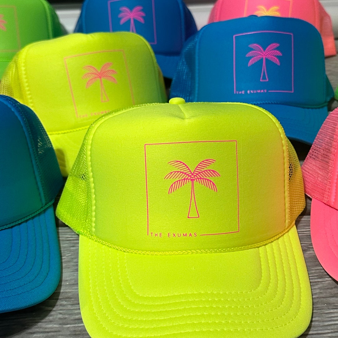 Neon Trucker Hats, Salty Destination Neon Trucker Hat, Beach ...