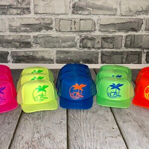 Neon Bachelorette Party Hats, Boom Boom Hat, Resting Beach Face Hat ...