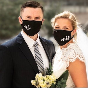 Bride and Groom Face Mask, NO Filter Pocket, Cotton Face Mask, Just ...