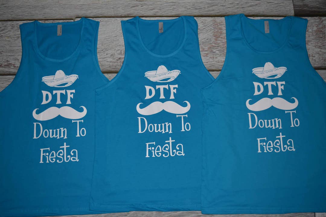 MENS DTF Down to Fiesta Bachelor Tanks, Mexico Bachelor Party, Sombrero ...