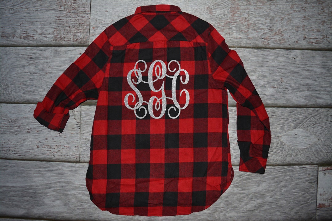 Personalized Plaid Shacket, Monogram Flannel Shirt, Bridal Party Gift ...