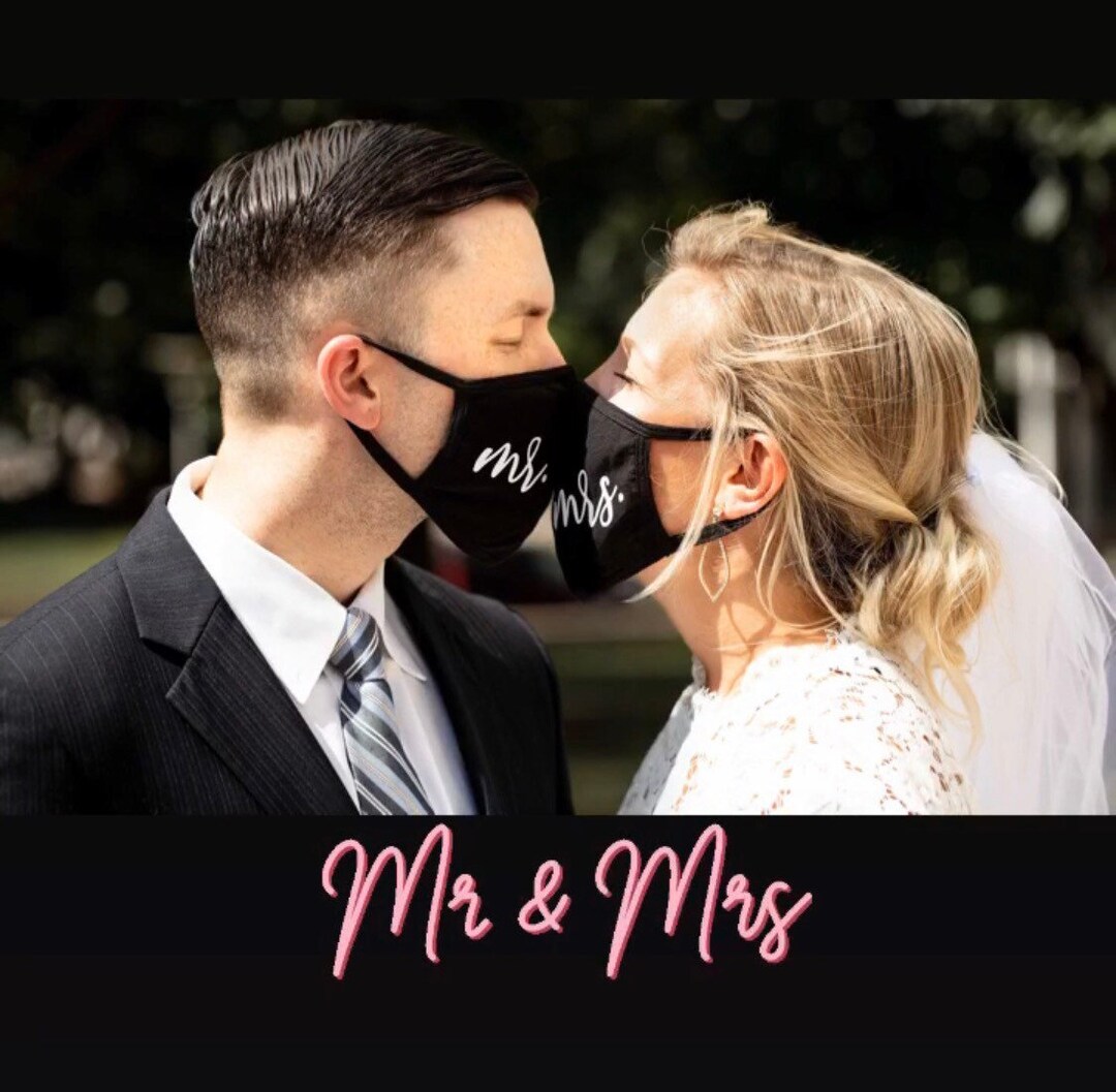 Bride and Groom Face Mask, NO Filter Pocket, Cotton Face Mask, Just ...