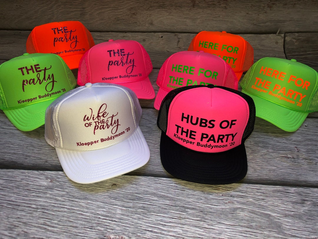 Neon Bachelorette Party Hats, Wife of the Party Hat, Hubs of the Party ...