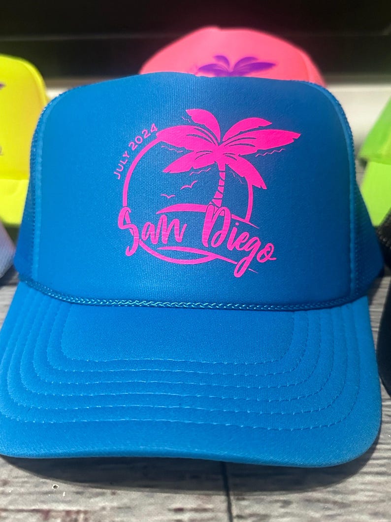 Neon Bachelorette Party Hats, Beach Bachelorette Trucker Hat, Bride ...