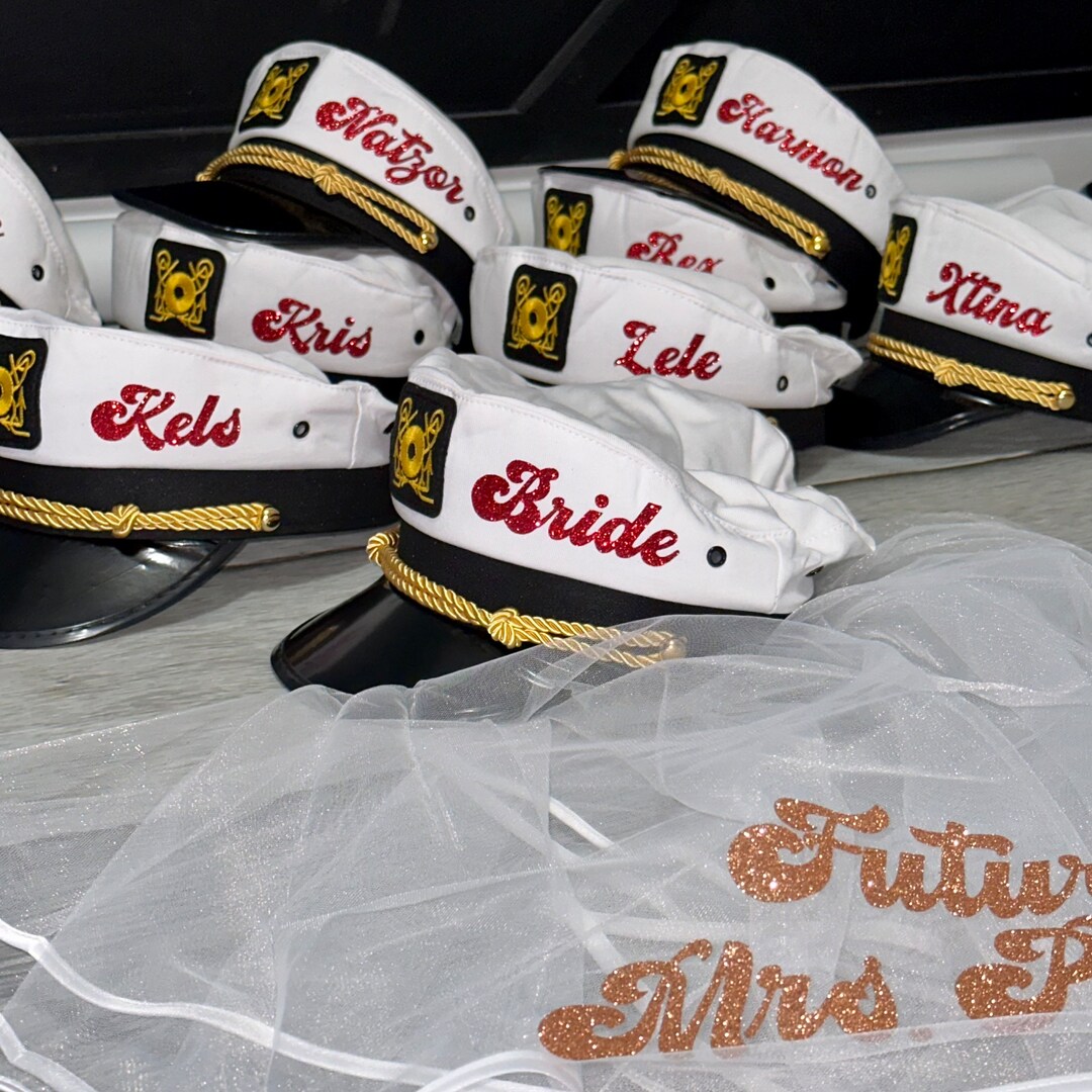 Veil Nautical Captains Hat, Captain's Hat, Bride's Crew Hat, Yacht ...